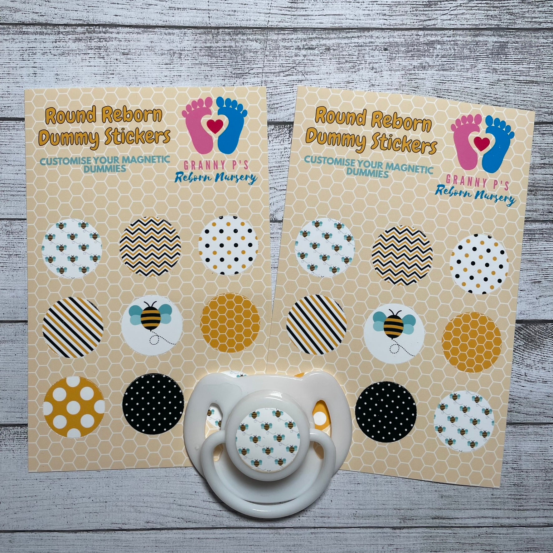 Bees Round Reborn Magnetic Dummy Stickers – Granny P's Reborn Nursery